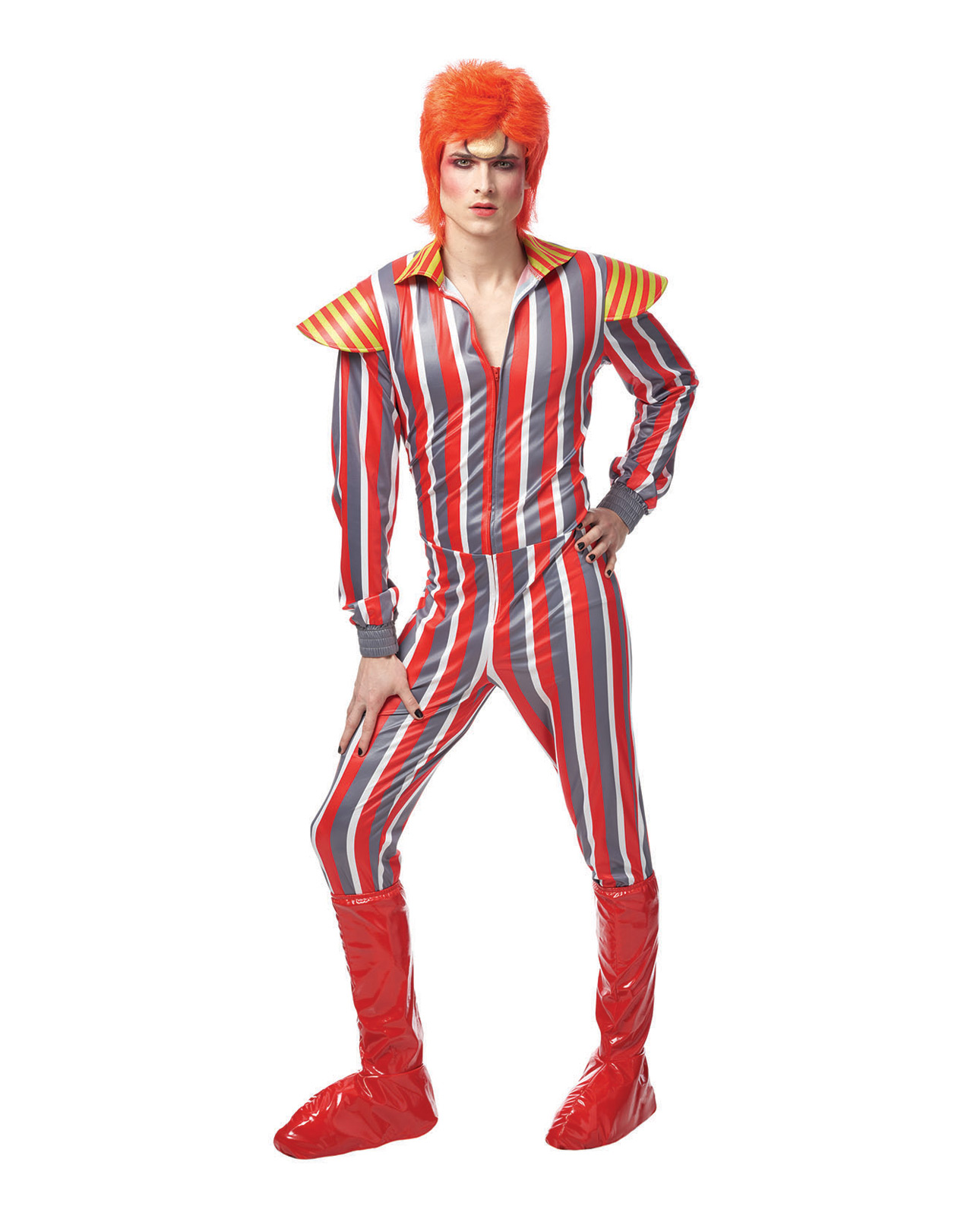 Ziggy Stardust David Bowie Starman 1980s Mens Glam Rocker Jumpsuit Costume Ebay