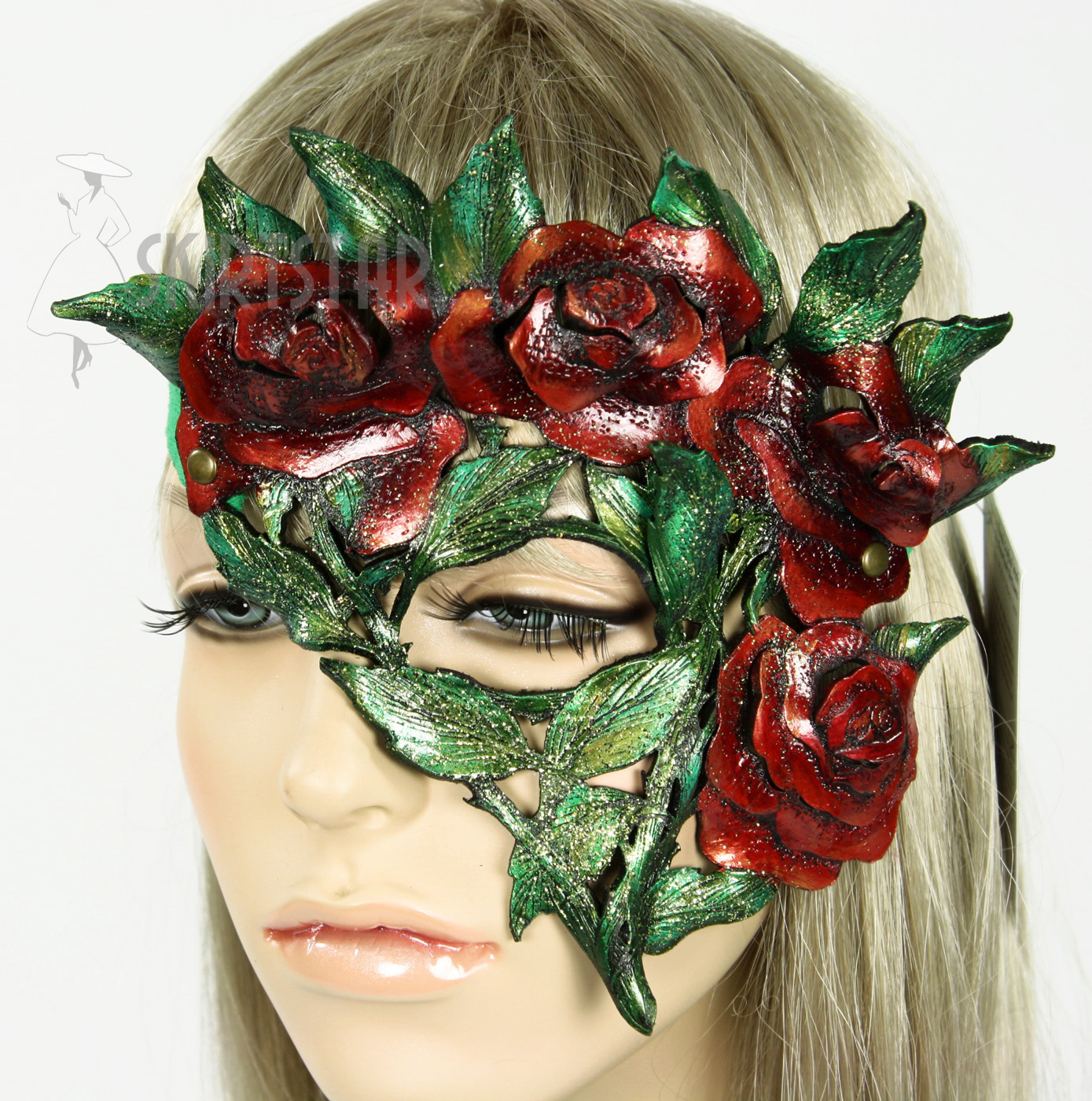 USA Made Handcrafted Leather Rose Eye Mask Queen of Hearts Costume ...